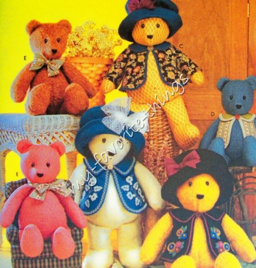 Simplicity Crafts Pattern 5461 Bears With Accessories