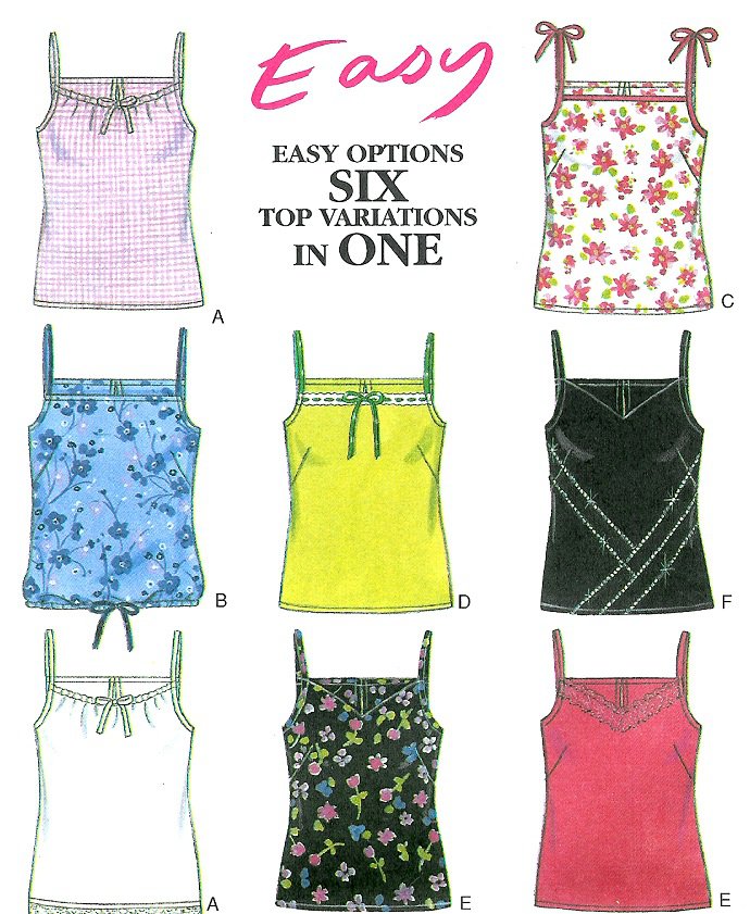 Easy Tank Top Sewing Pattern Spaghetti Strap Camisole 6873 6 16