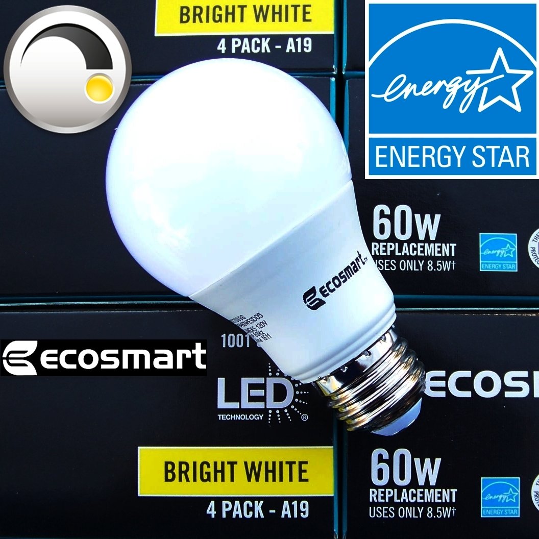 (172) LED 60W Bright White 3000K DIMMABLE EcoSmart A19 8.5W (60 Watt ... (172) LED 60W Bright White 3000K DIMMABLE EcoSmart A19 8.5W (60 Watt ...