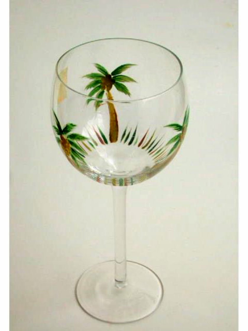Tropical Palm Trees Wine Glasses