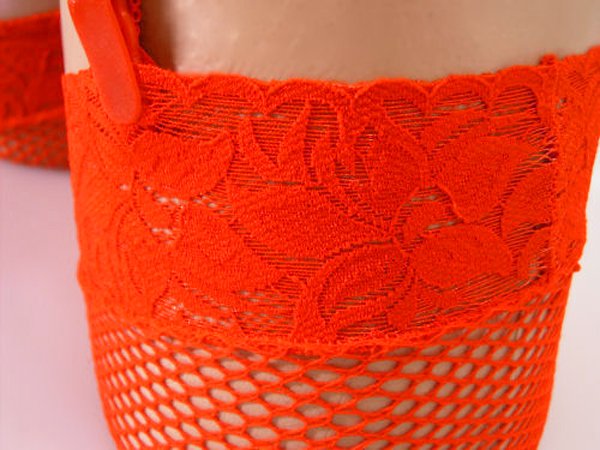 SEXY RED or BLACK FISHNET OPEN BUST CAMI *GSTRING & LACE TOP STOCKINGS ...