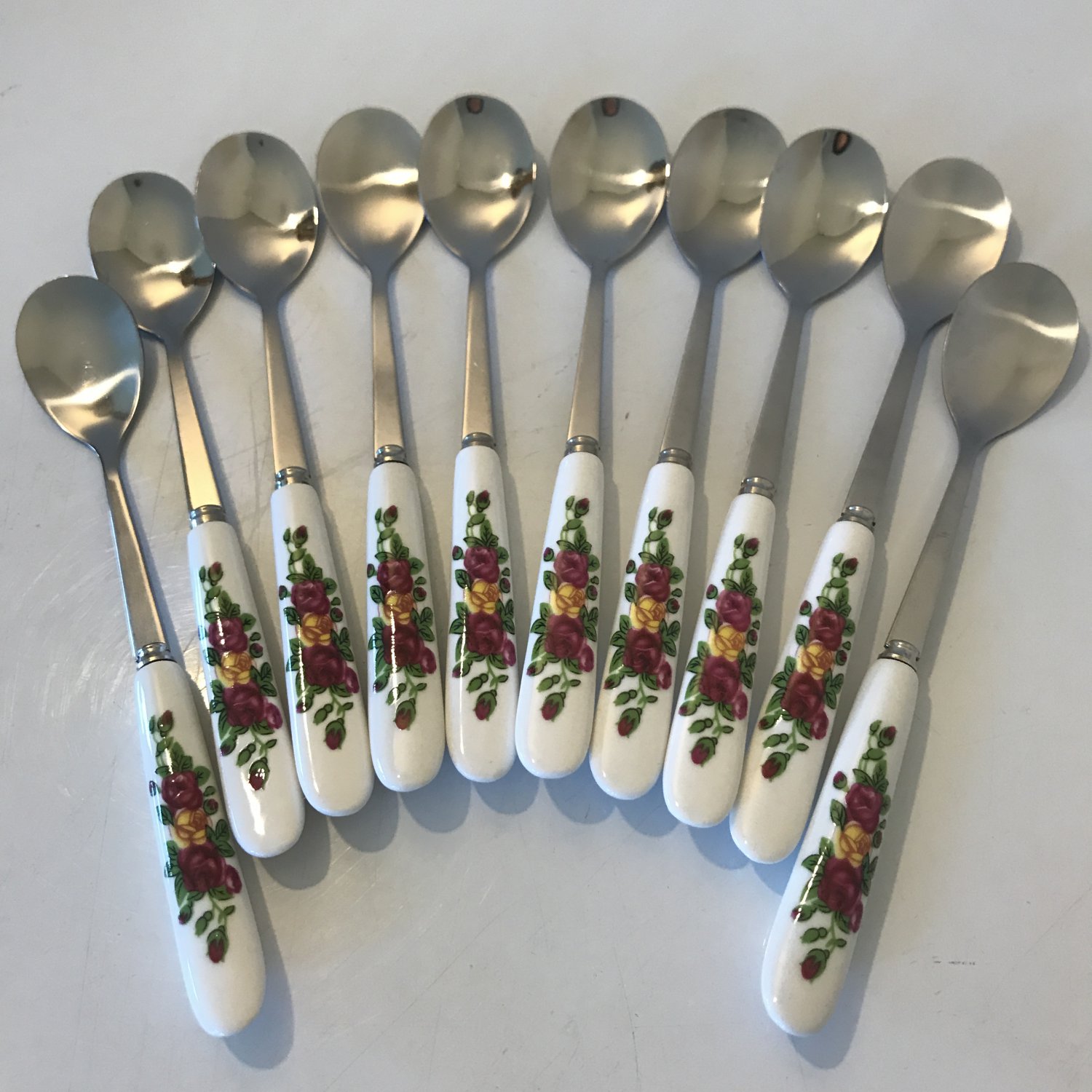 Royal Albert Old Country Roses Flatware Spoons 10 Demitasse Teaspoons Set