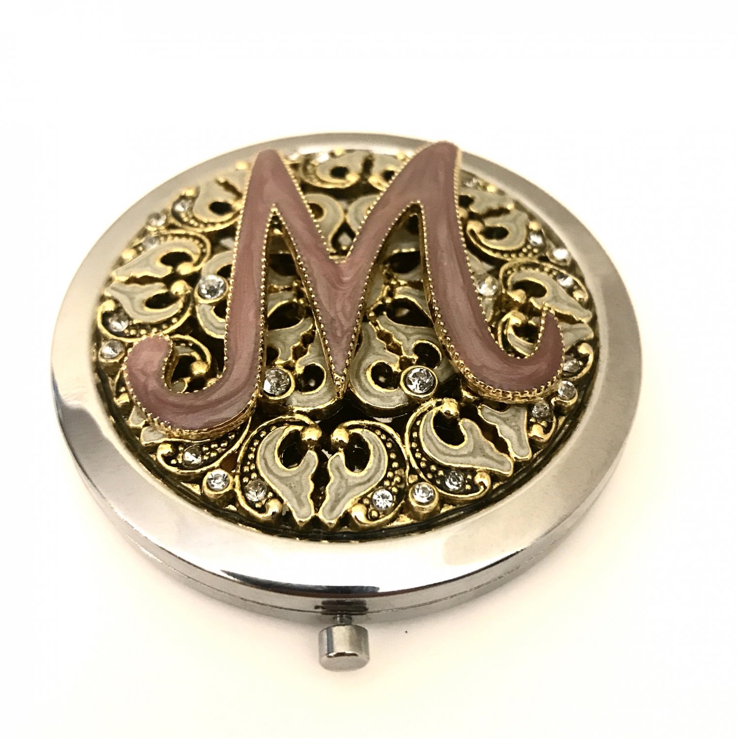 Vintage Jeweled Novelty Compact Purse Mirror Compact Women Gold Silver ...