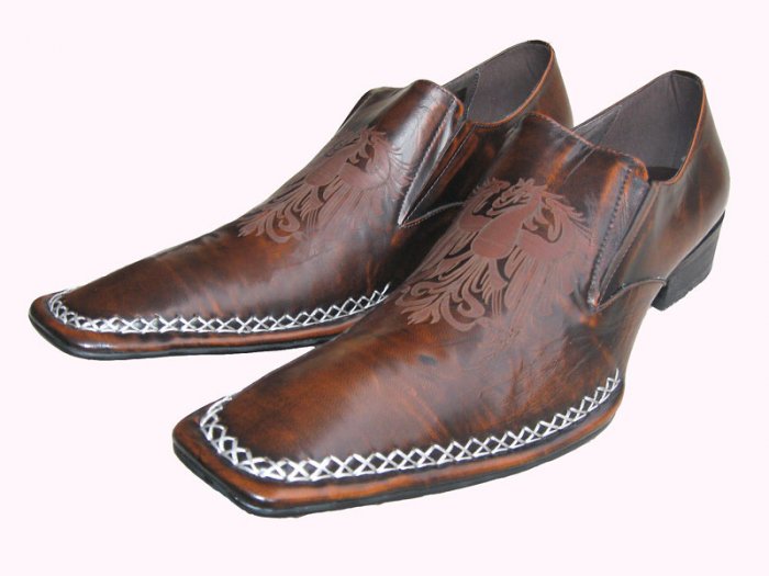 New Fiesso Hand Stitched Brown Shoe w/Nice Design Size 10