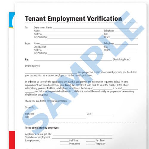 Tenant Employment Verification Forms