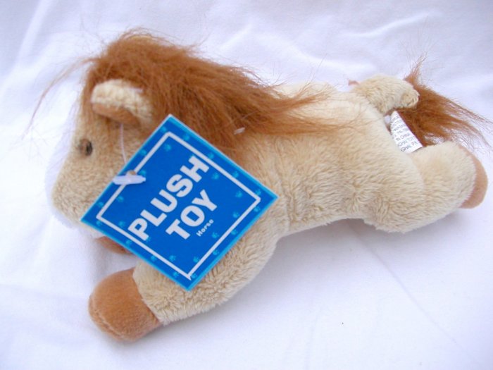 NWT 2 Tan Horse and White Horse Plush Stuffed Animal Lot