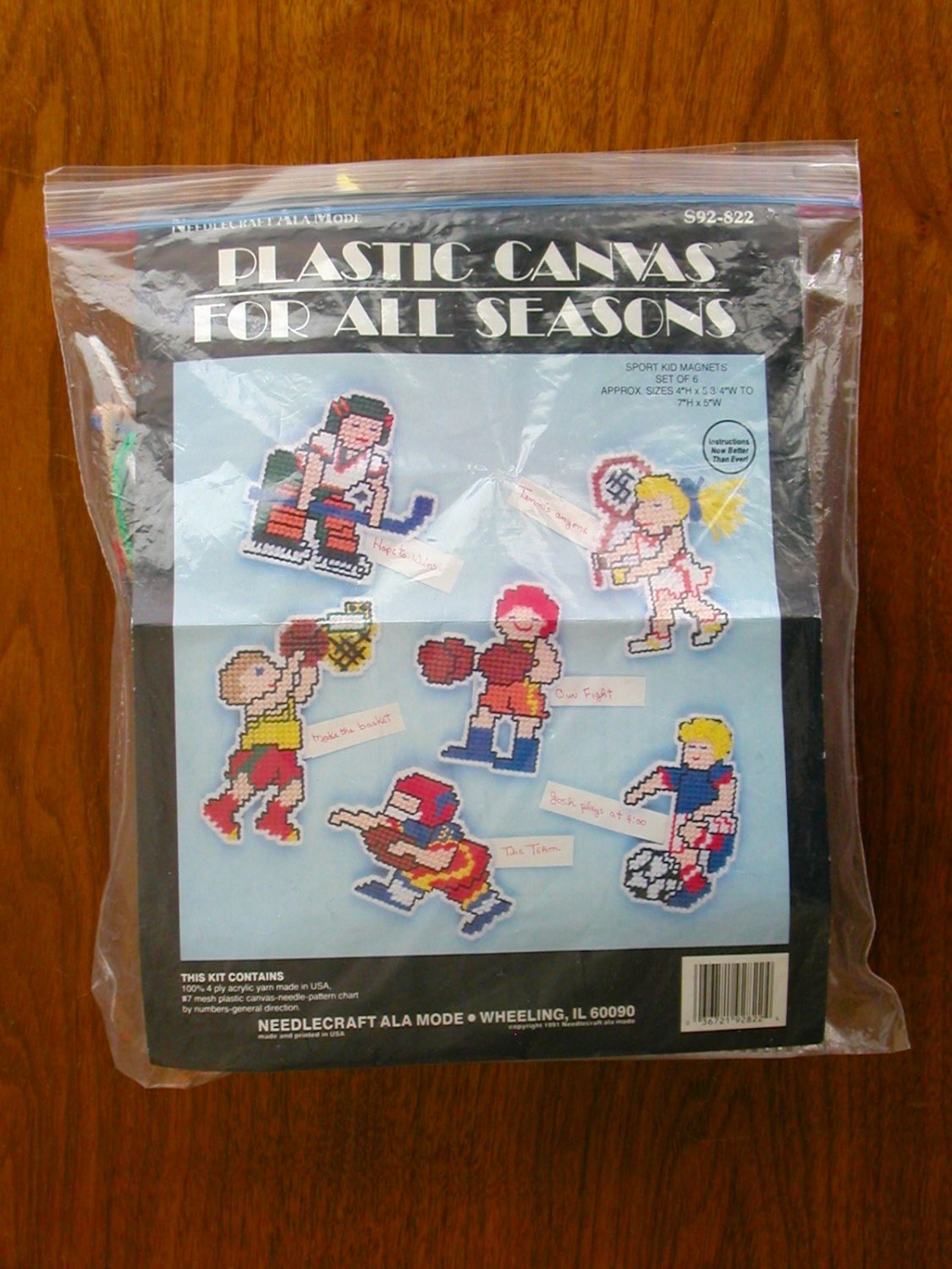 Plastic Canvas Sport Kid Magnets Kit Hockey Tennis Basketball Soccer ...