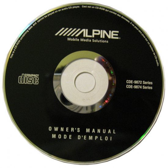 Alpine CD Player Owner's Manual CD-Rom