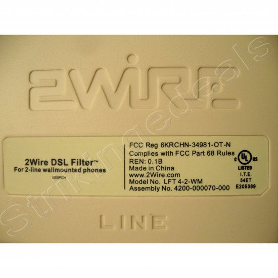 2Wire DSL Filter for 2-line Wall Mounted Phones