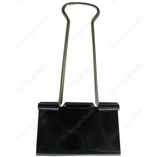 Heavy Duty Black Binder Clips - Large 2" Size, 1" Capacity, 12 Pack