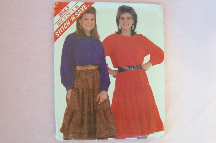 McCall’s 8143 Peasant Top Skirt Pattern Round Neck Button Front Tiered ...
