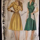 Vintage 1940s Simplicity 3583 Bishop Sleeve Pleated Skirt Dress Pattern ...