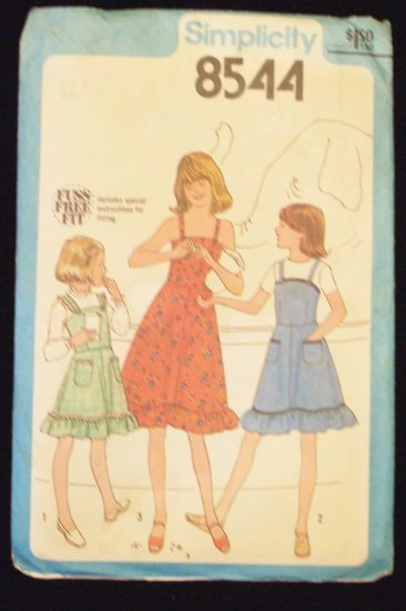 Simplicity 8544 Girls Sundress or Jumper Sewing Pattern Shoulder Straps ...