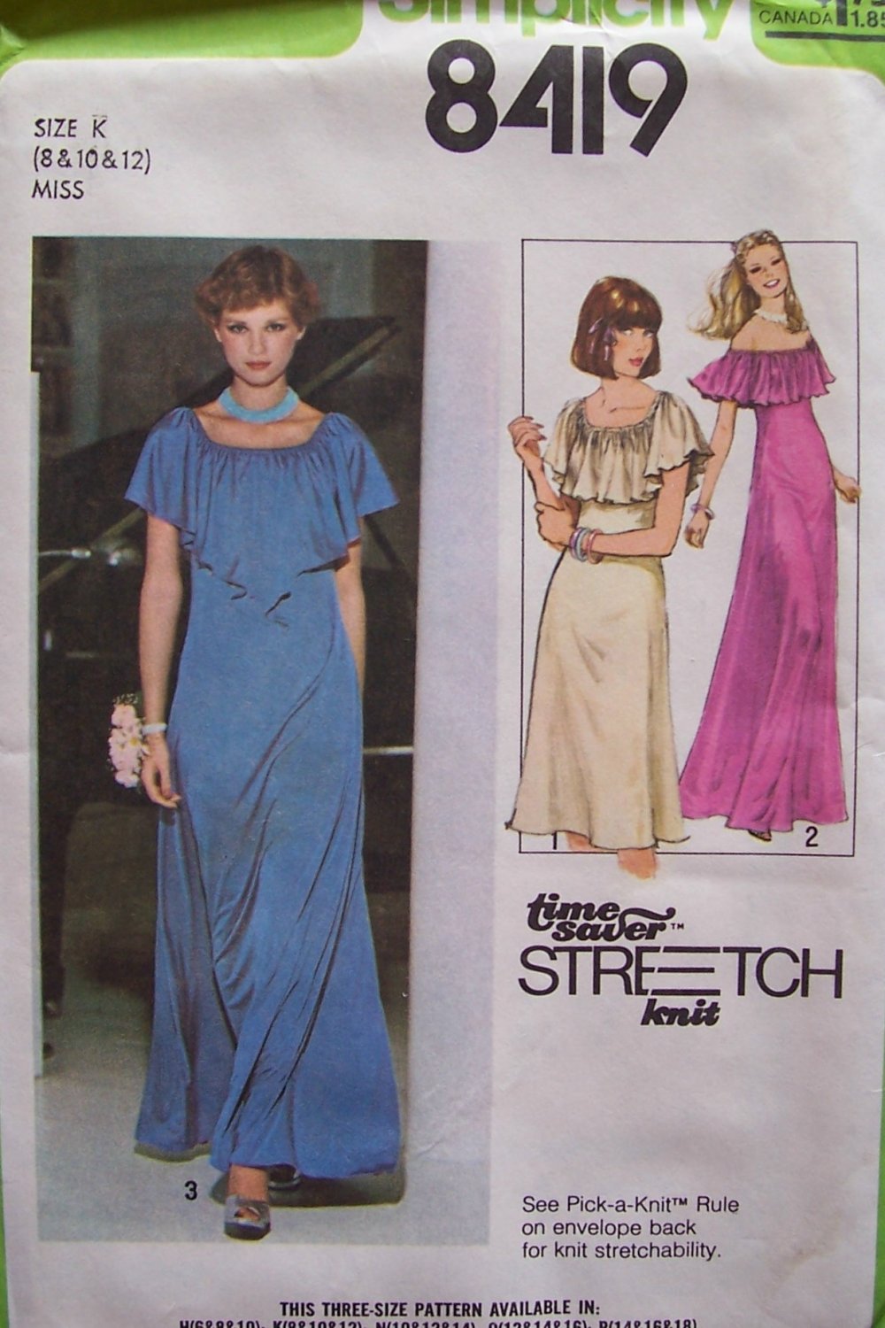 Vintage 70’s Simplicity 8419 Ruffled Top Evening Dress Pattern Uncut ...