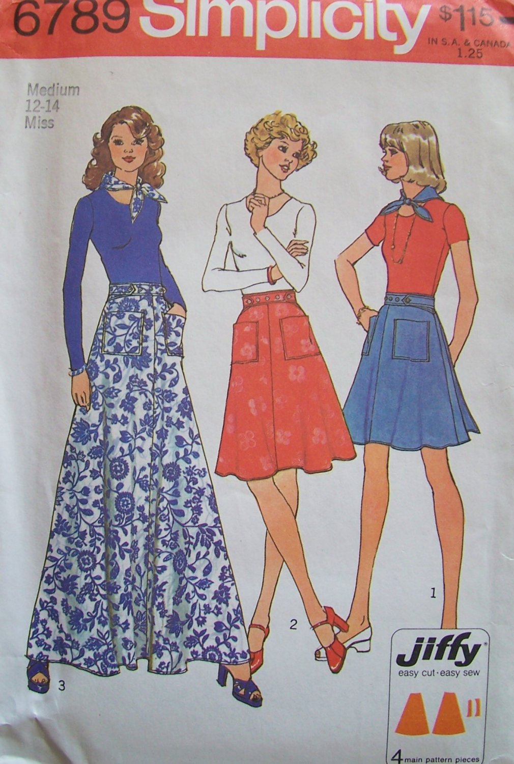 Vintage 70s Simplicity 6789 Back Wrap Skirt and Scarf Pattern Uncut ...