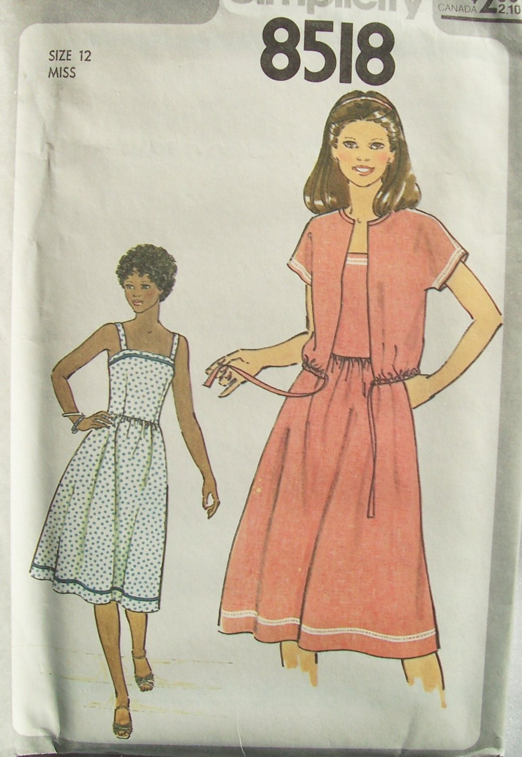 Vintage 70s Simplicity 8518 Sundress Kimono Sleeve Cropped Jacket ...