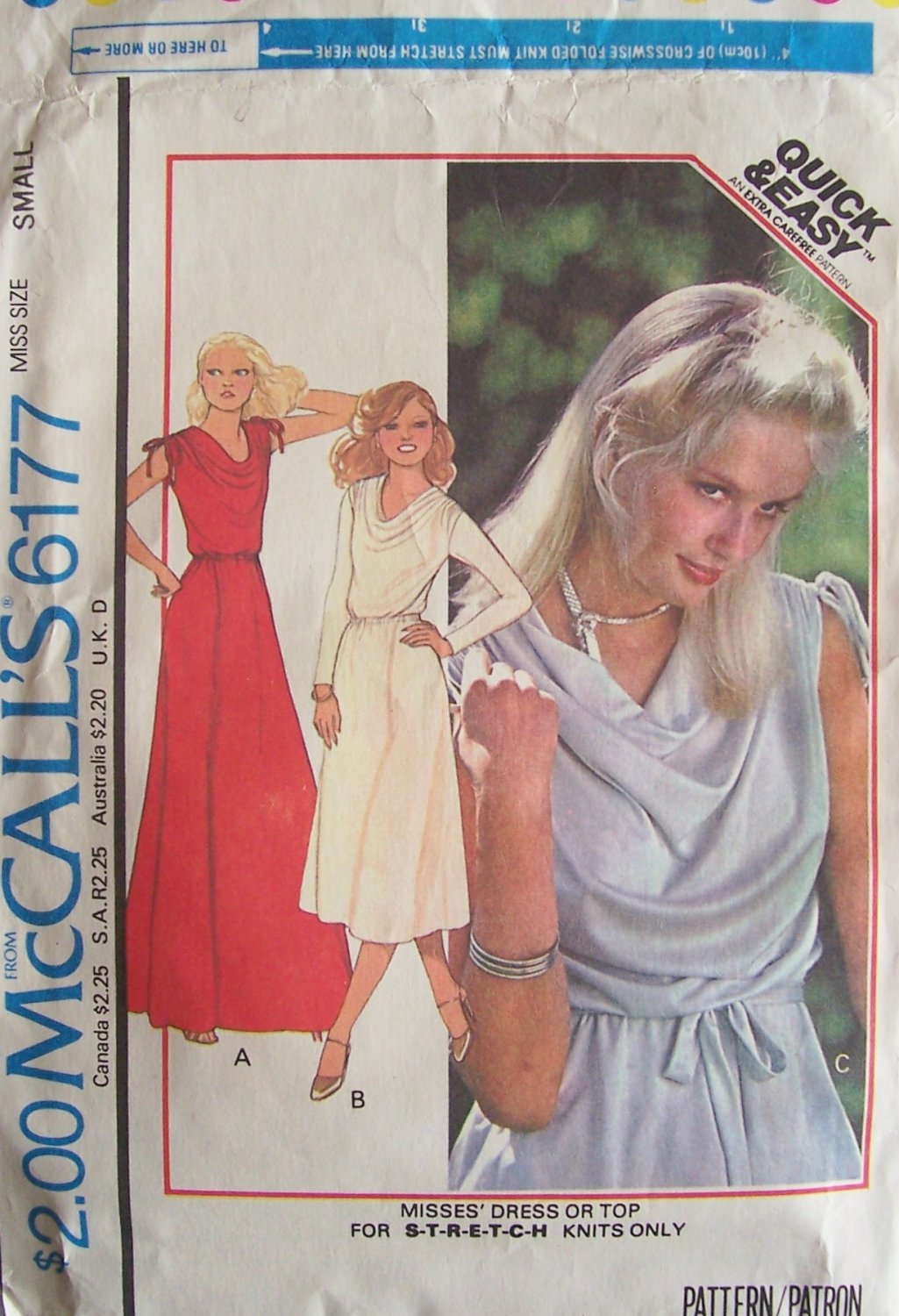 Vintage McCall’s 6177 Drape Front Evening Dress Pattern Uncut Size 10-12
