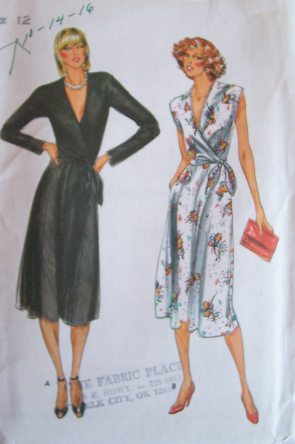 Vintage Butterick 6917 V-Neck Wrap Bodice Dress Pattern Uncut Size 12 ...