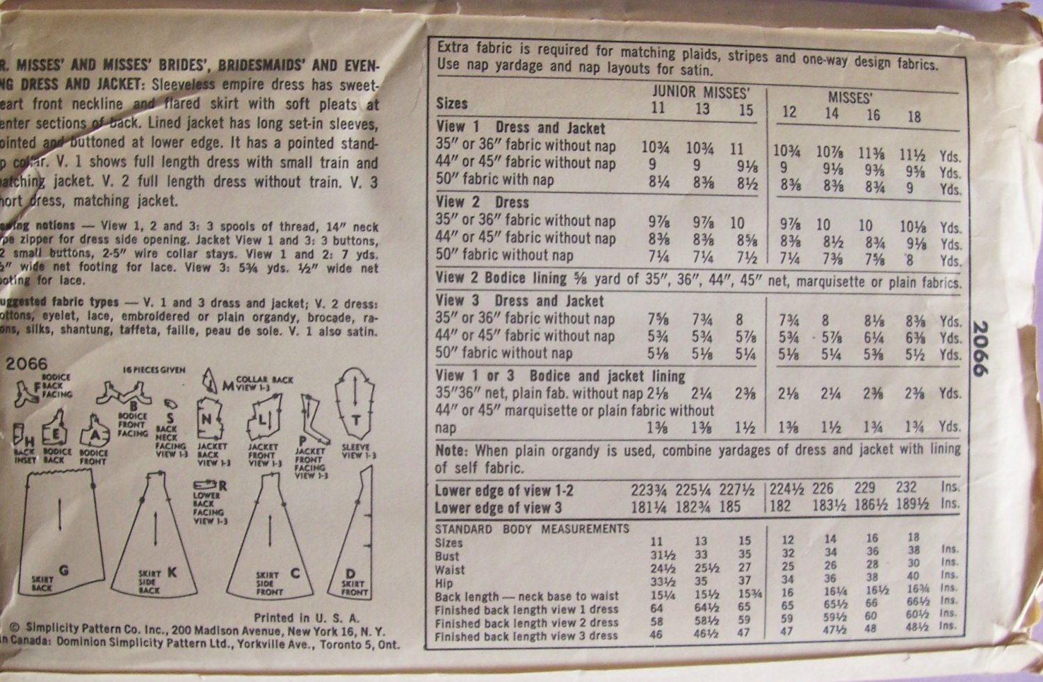 Vintage 50s Simplicity 2066 Empire Sweetheart Neck Bridal Wedding Dress ...