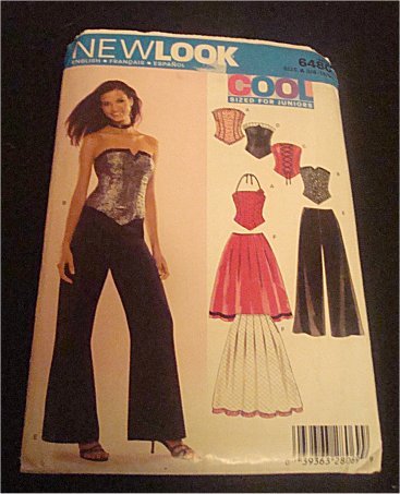 New Look Pattern 6480 Juniors Teens Corset Top,pants and Skirt