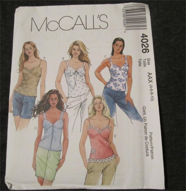 McCall's 4026 Misses Lined shoulder strap bra top sewing pattern size 4 ...