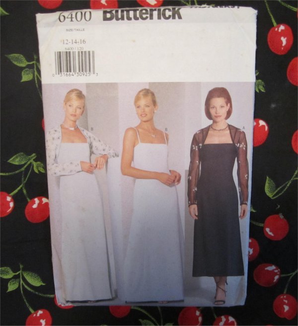 Butterick Pattern 6400, Misses Shrug & Evening, Prom, Party Dress ...