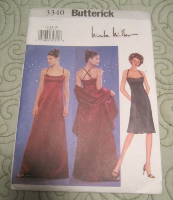 Butterick Sewing Pattern 3340 Evening A-Line Shoulder Strap Dress ...