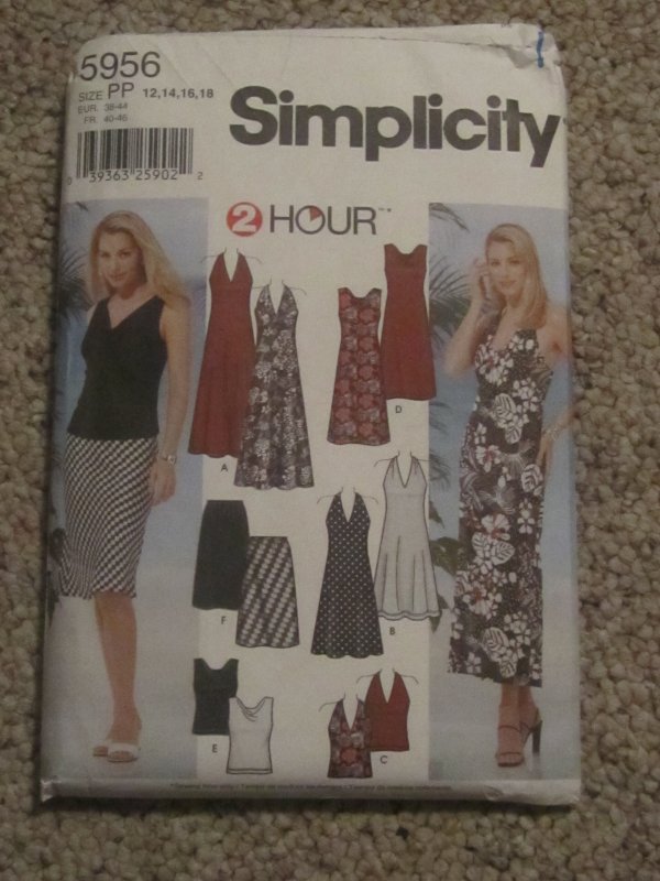 Simplicity pattern 5956 Halter Style Dress or Tops & Skirt Misses Knit ...