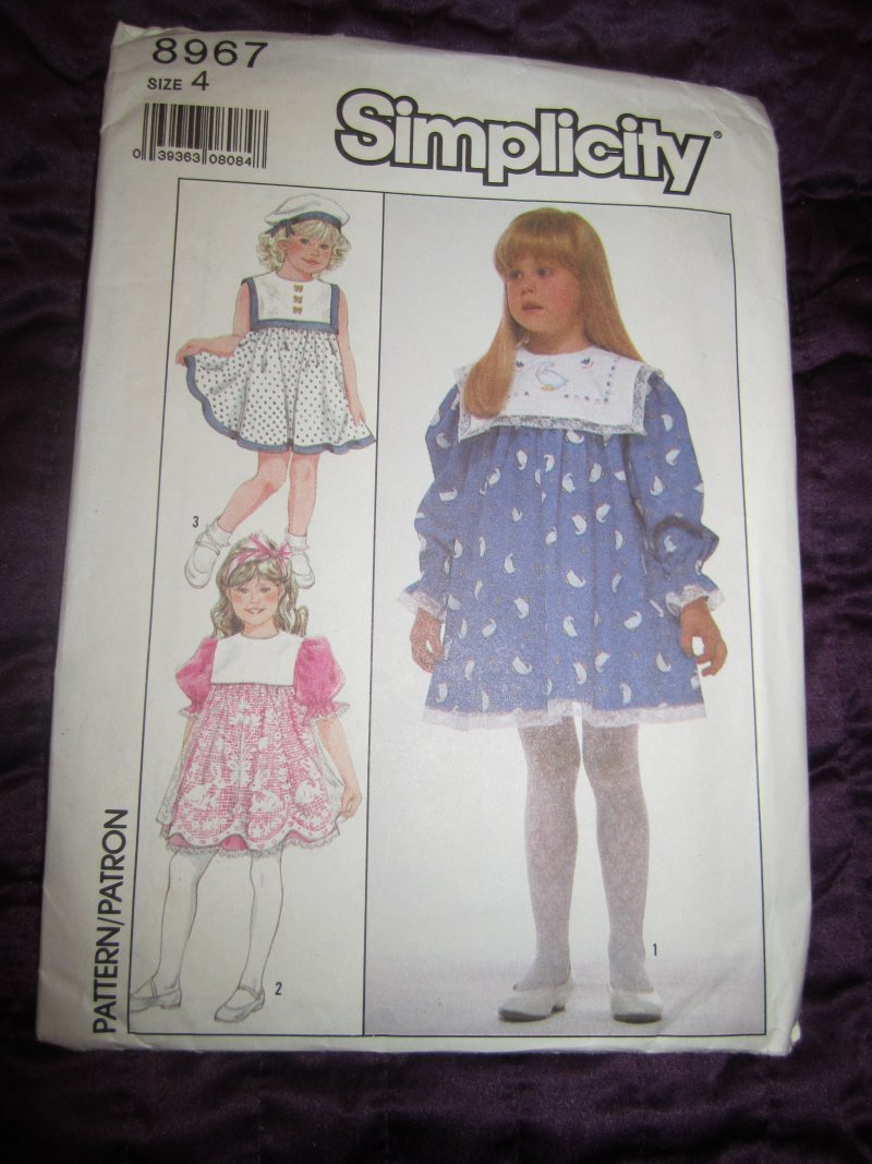 Vintage Simplicity 8967 Pattern Child's Yoke Square Collar Dress Size 4 ...