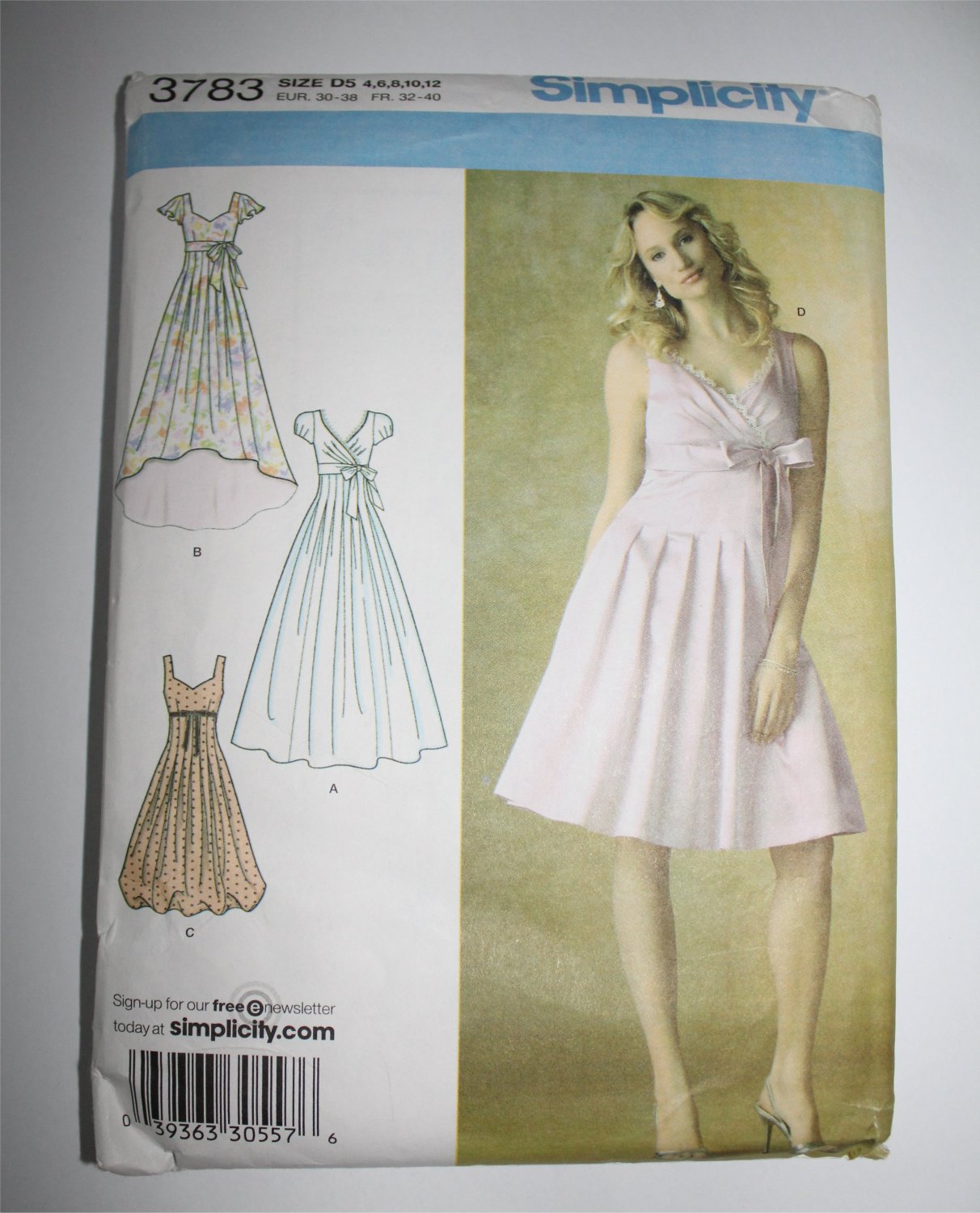 Simplicity 3783 Misses Dress pattern with neckline and length Variation
