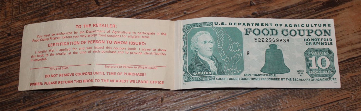 $10 Incomplete REAL USDA Food Stamp coupon book FREE SHIPPING