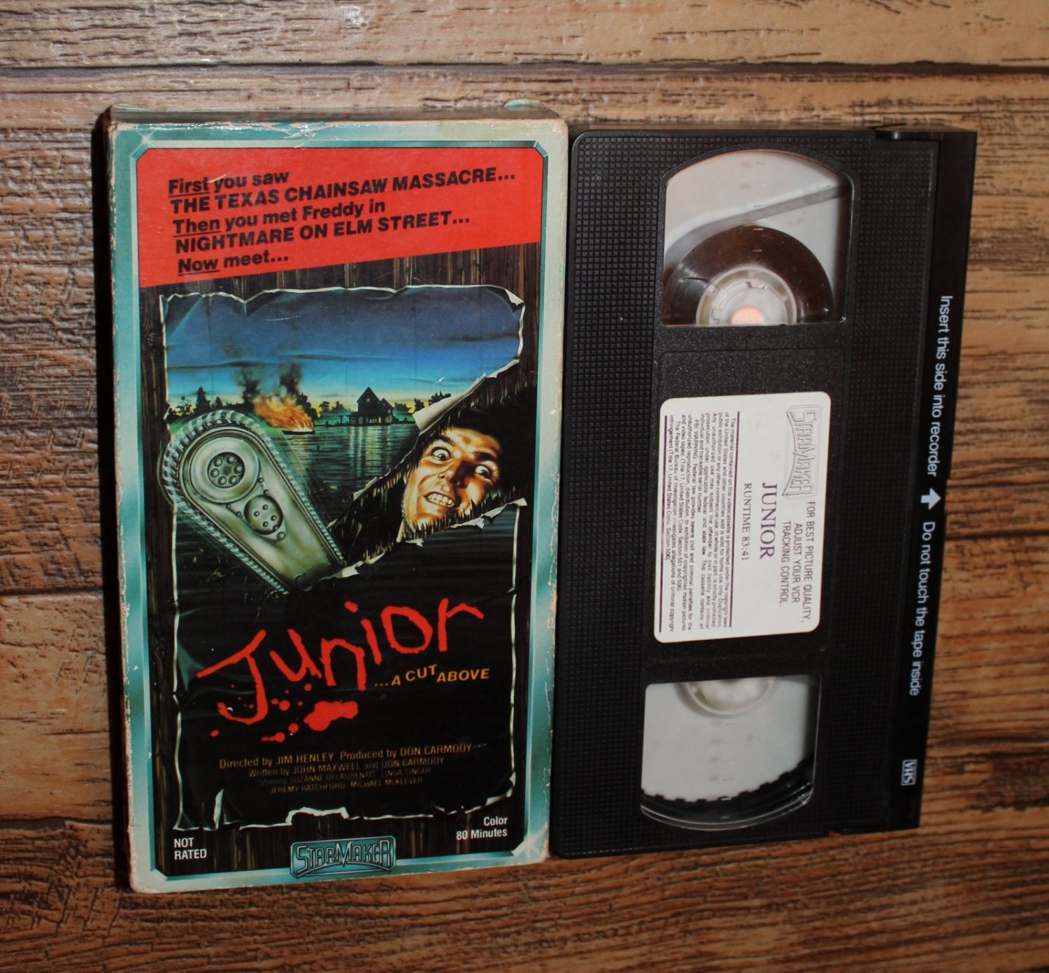 JUNIOR 80s Vintage HORROR vhs Lunatic Chainsaw Hard To Find