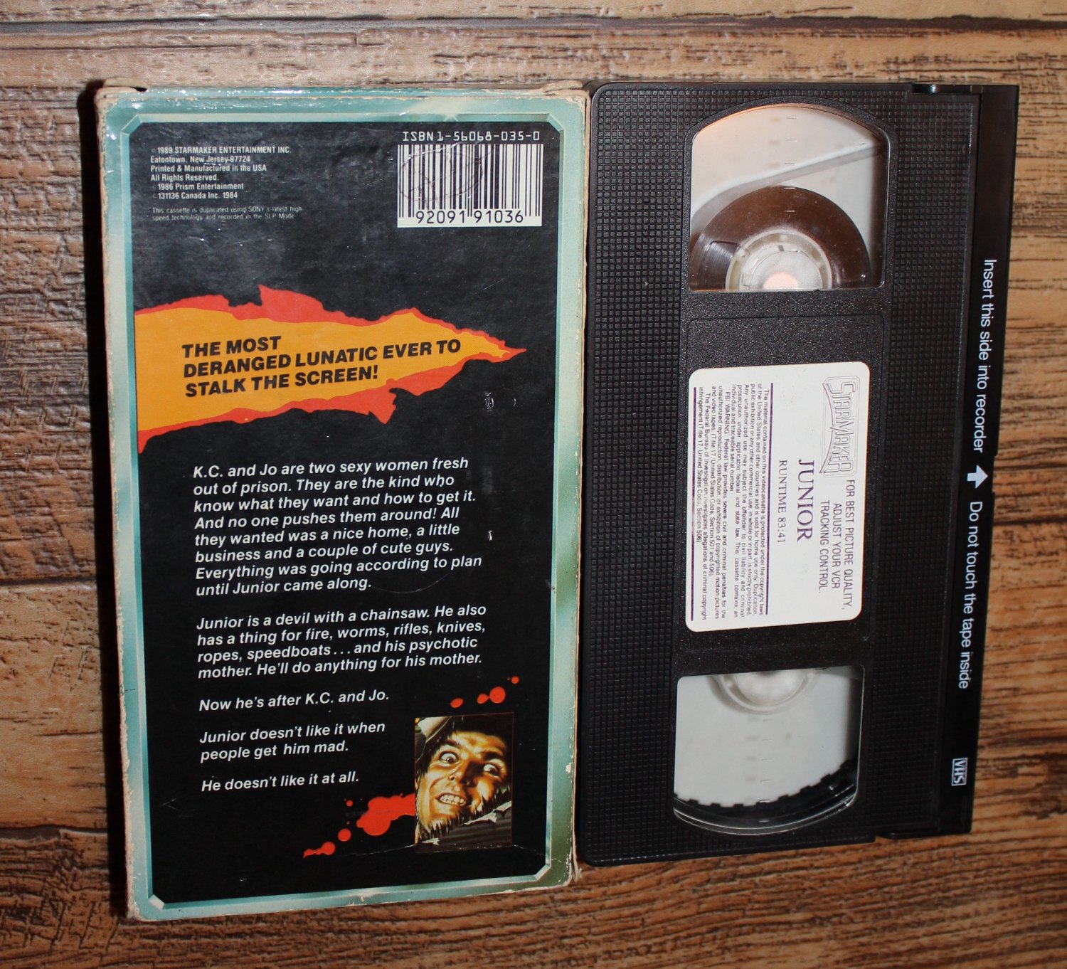 JUNIOR 80s Vintage HORROR vhs Lunatic Chainsaw Hard To Find