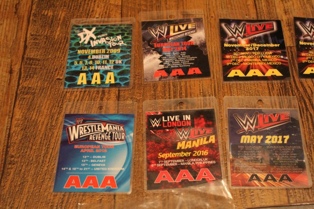 *SALE* Vintage Official WWE Wrestling Laminate Tour Passes Pass Bundle