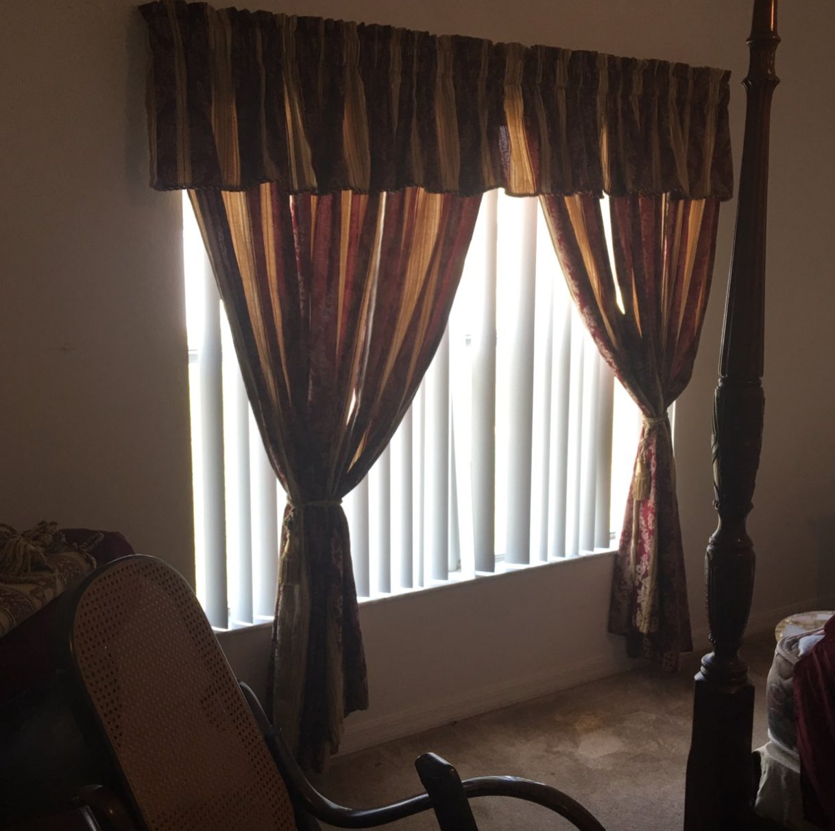 BURGUNDY GOLD TAPESTRY 6ft WINDOW CURTAINS Window Treatment FLORAL ...