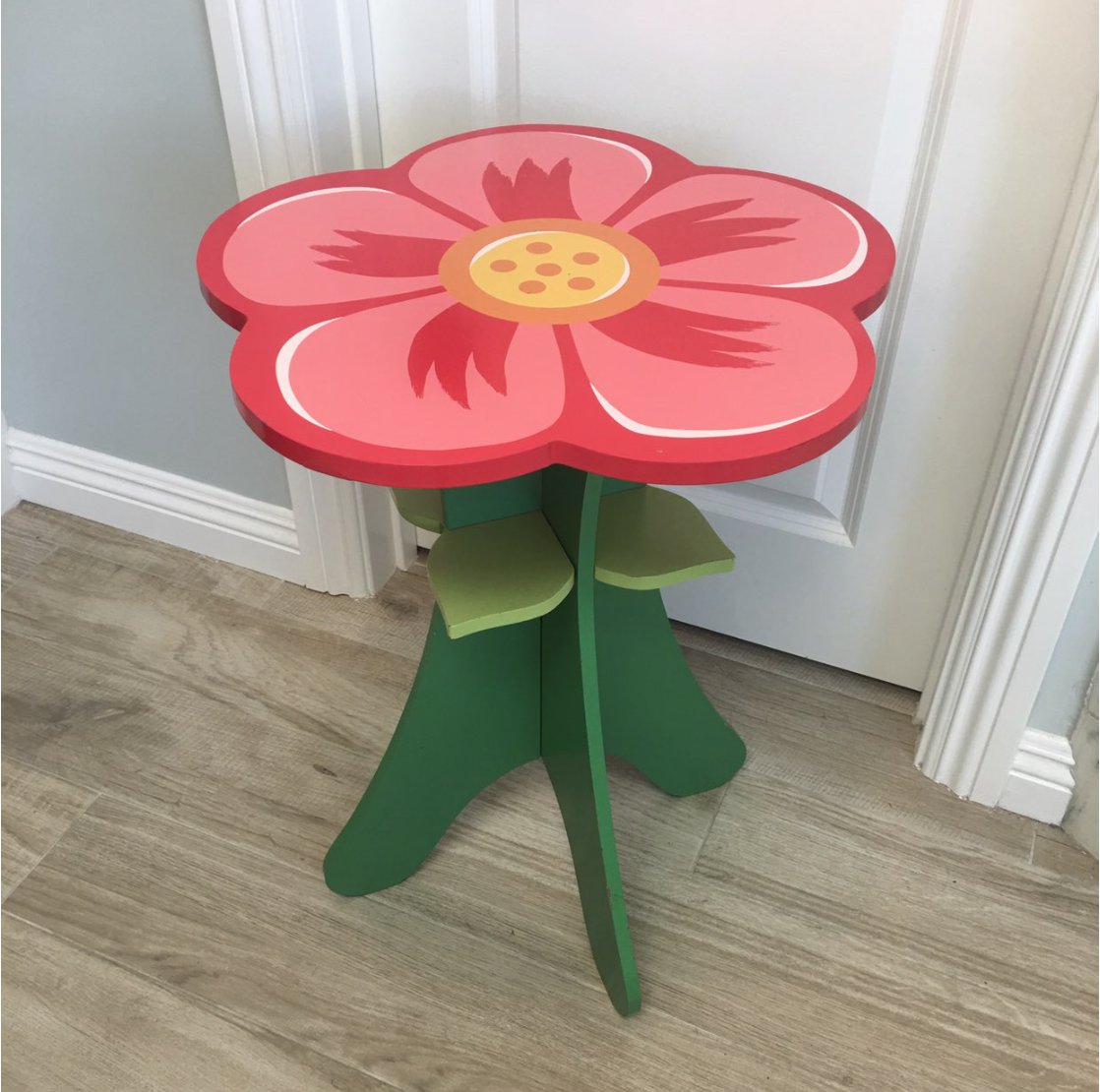 SOLD! Flower Wood Side Table kids room Garden Theme