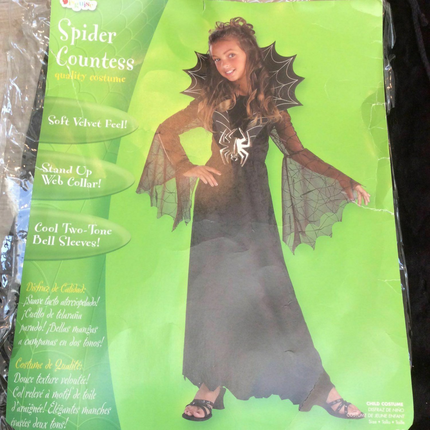 DISGUISE Girls SPIDER COUNTESS COSTUME Halloween sz 3/4 , 7/8 kids Girls