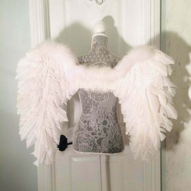 white FEATHER ANGEL WINGS Costume