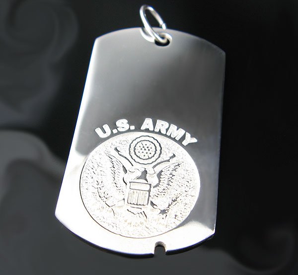 .925 Sterling Silver U.S. Army Military Dog Tag Pendant