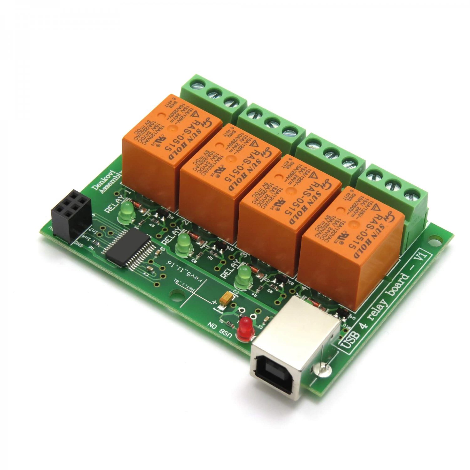 USB Four(4) Relay Module,Board for Home Automation (RAS-05-15)