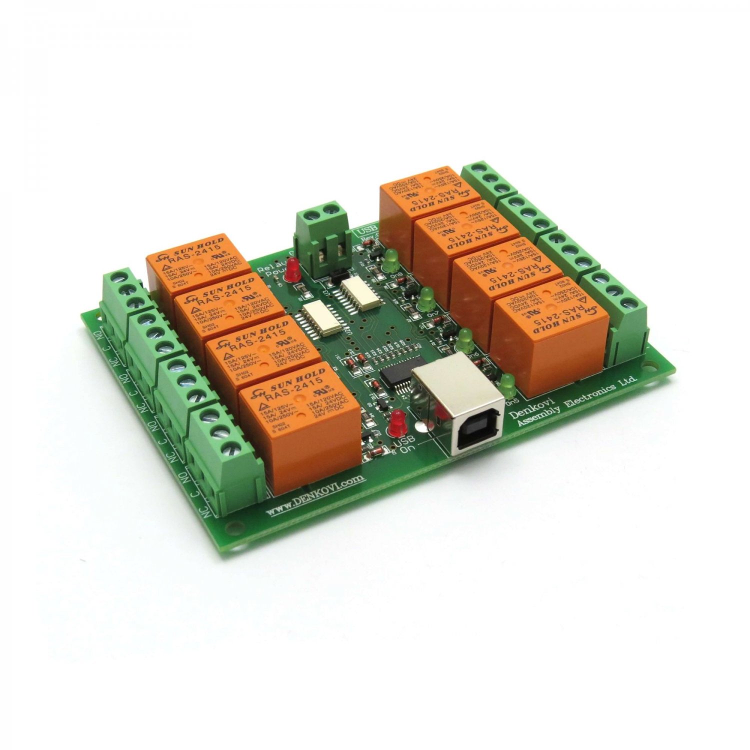 USB Eight Channel Relay Board for Automation, 24V