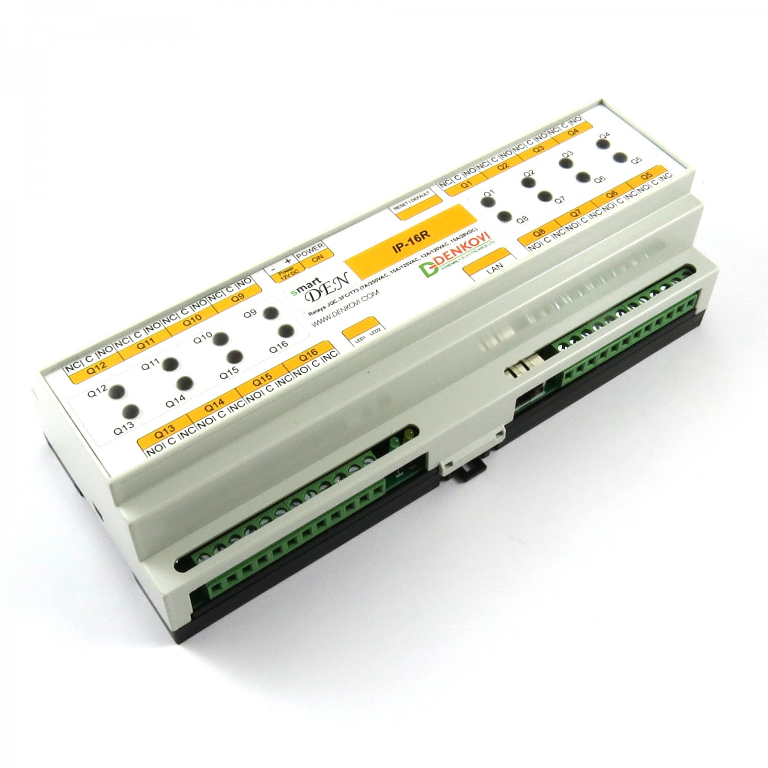 smartDEN IoT Internet / Ethernet 16 Relay Module with DIN Rail BOX - 12V