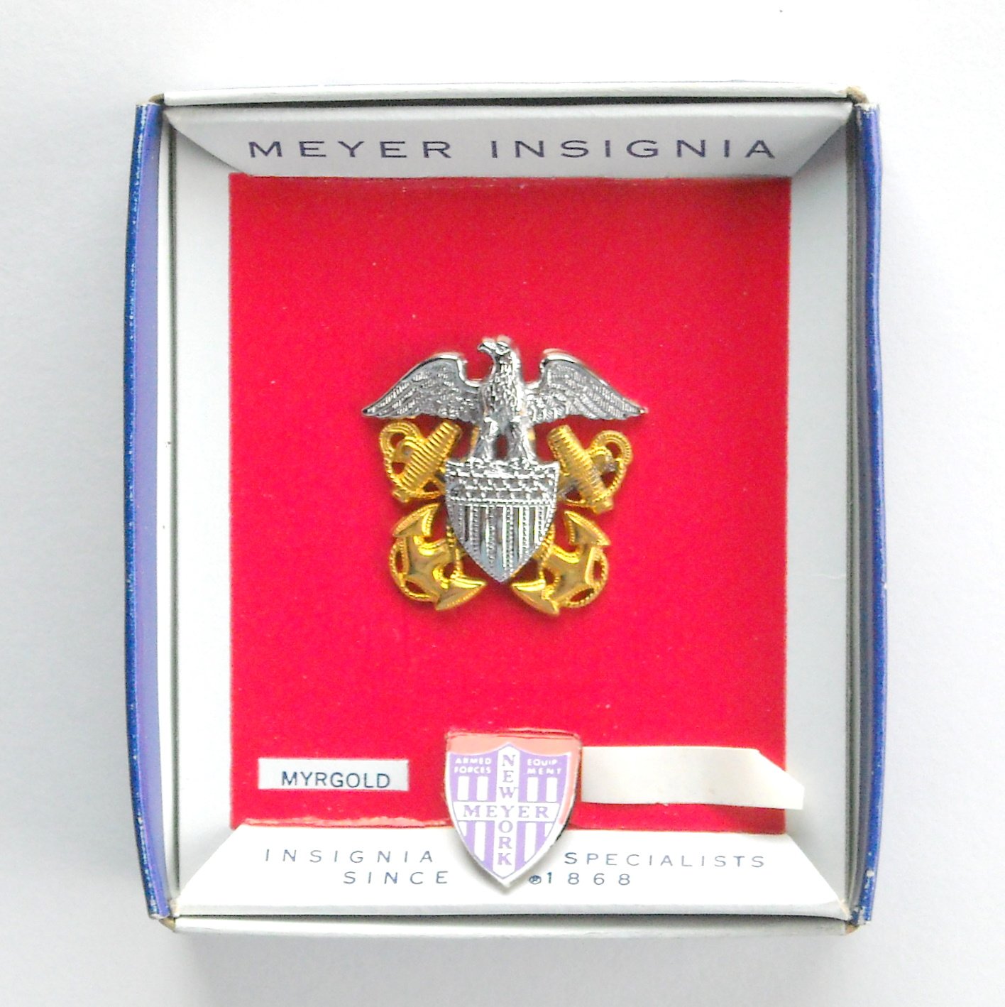 Silver Eagle Shield Gold Anchors US Navy Officers Tie Tac Hat Lapel Pin