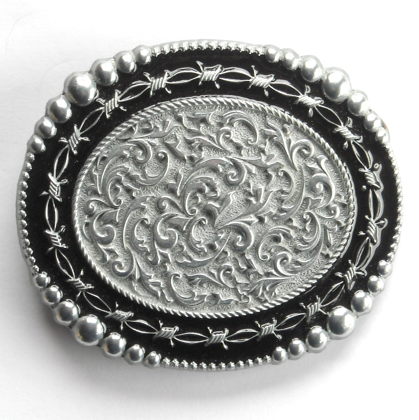 Silver Strike 3D Ornate Metal Belt Buckle