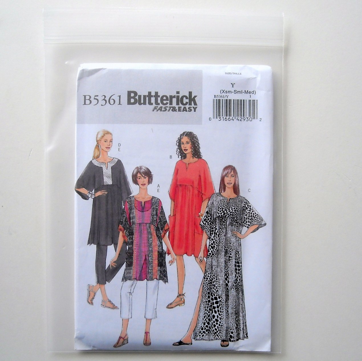 Butterick Misses Tunic Dress Caftan Pants Sewing Pattern Size Y Xsm Sml ...