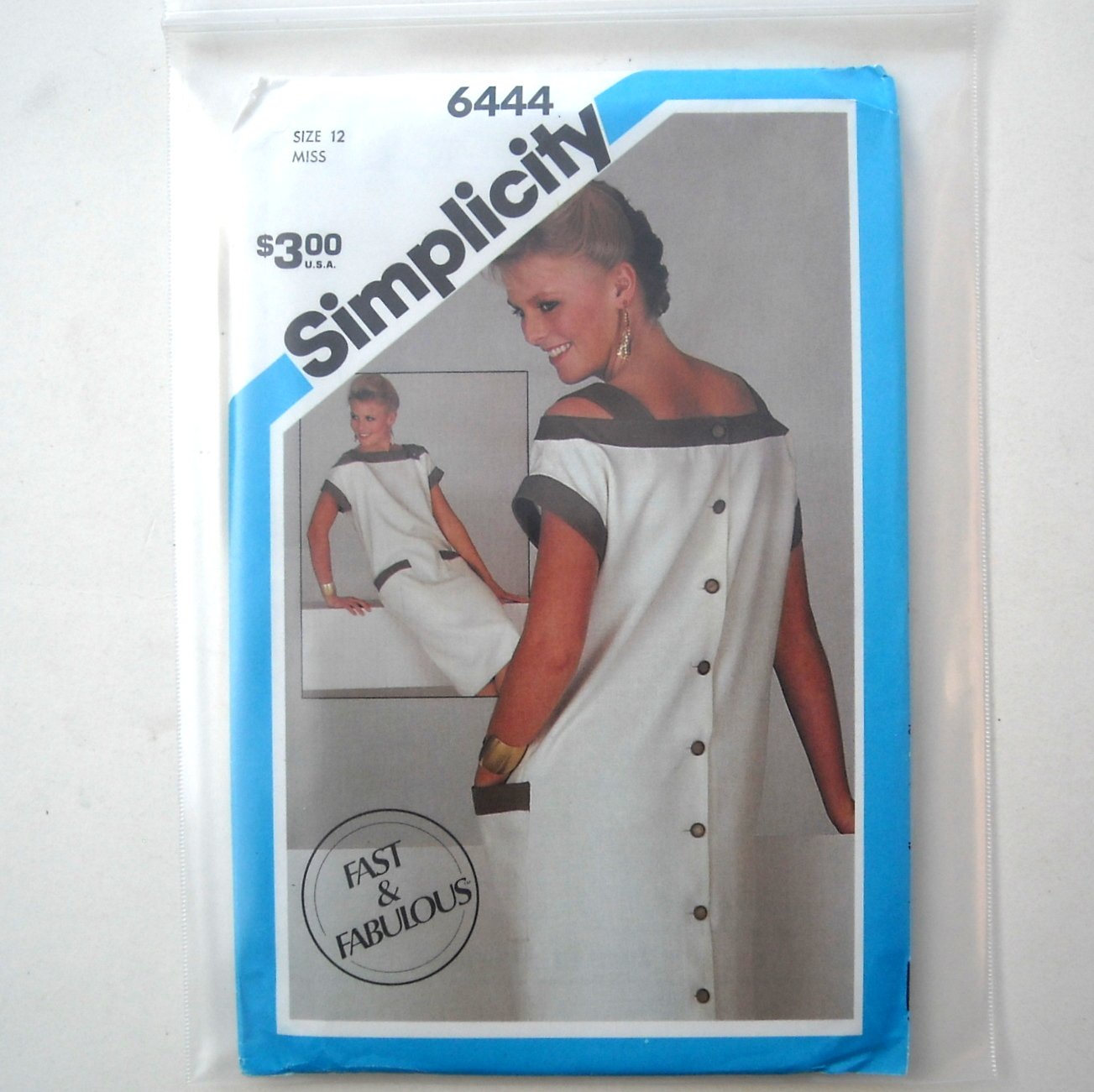 Simplicity Sewing Pattern 6444 Size 12 Misses Back Buttoned Dress