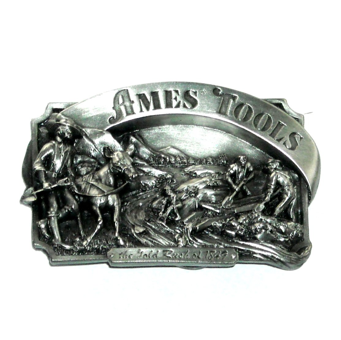 Gold Rush Of 1849 Vintage 1985 Siskiyou Ames Tools Belt Buckle