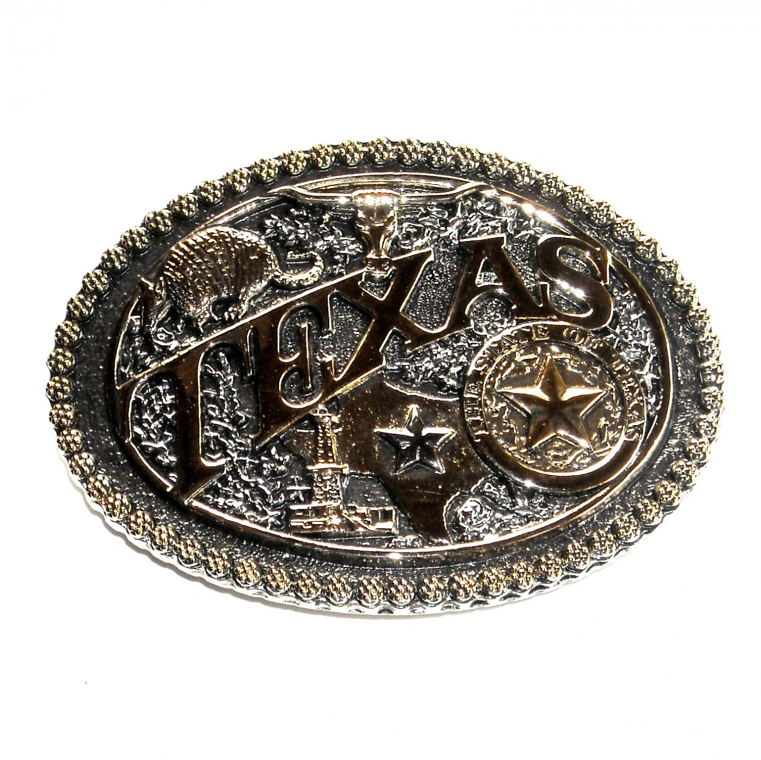 Texas State Seal Montana Silversmiths Western Belt Buckle