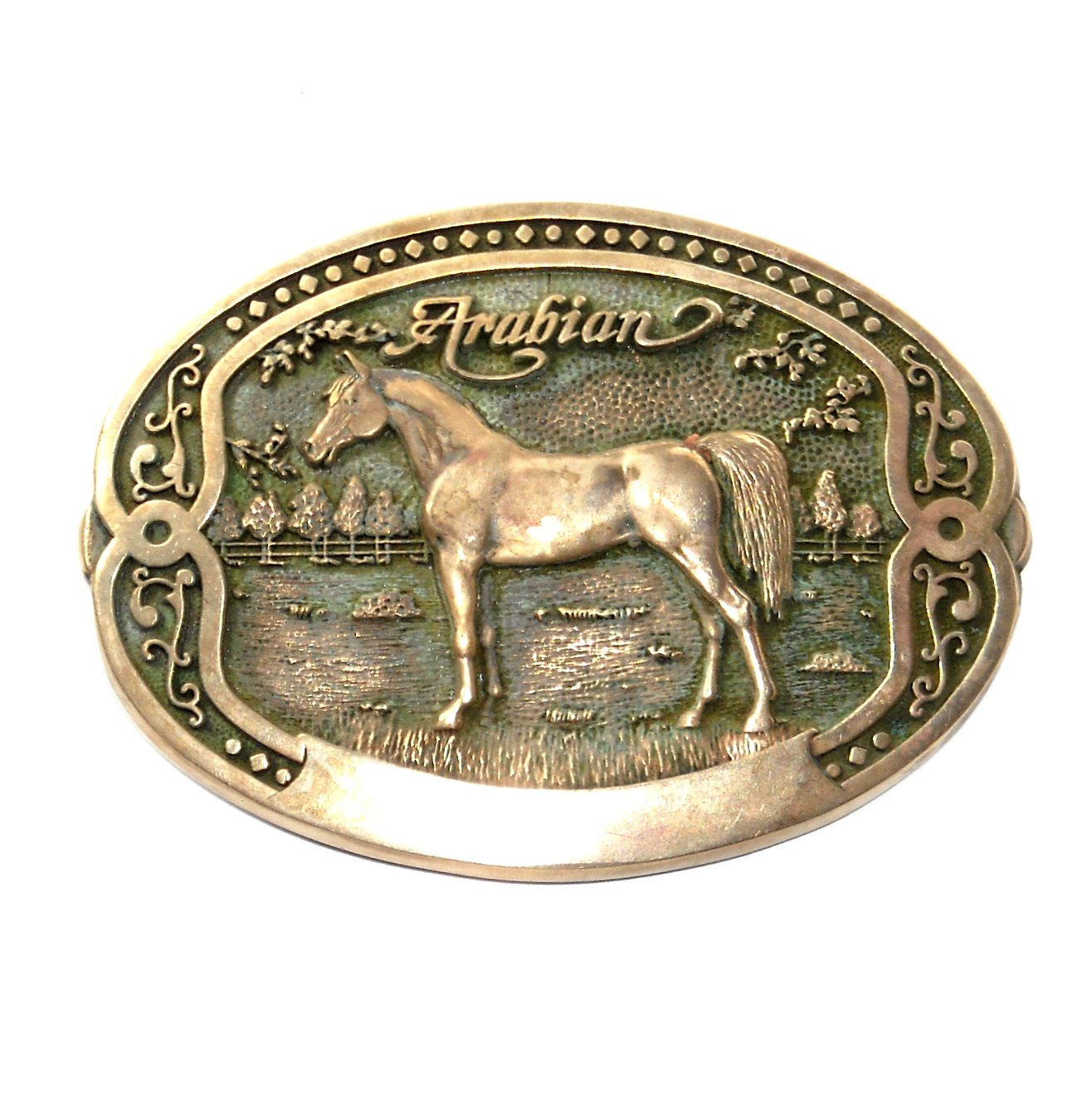 Arabian Tony Lama Horse Breeder Brass Belt Buckle