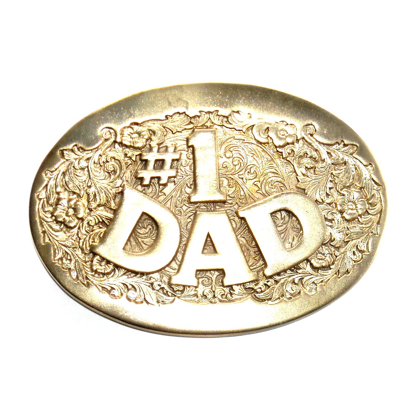 Number One Dad Fathers Day Vintage ADM Solid Brass Belt Buckle